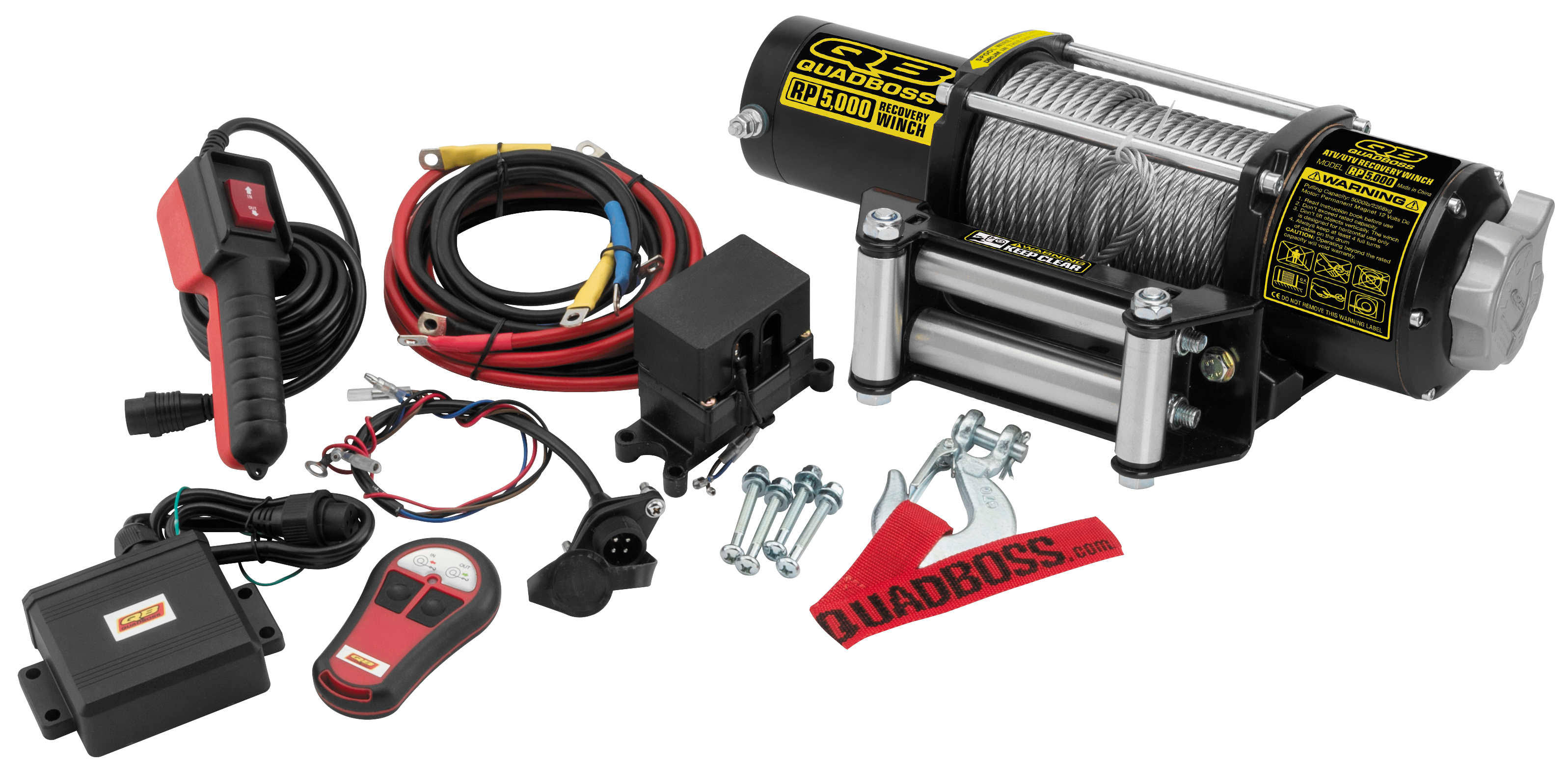 Quadboss RP5000QB 5000lb Winch with Wire Cable - beecomeback.com