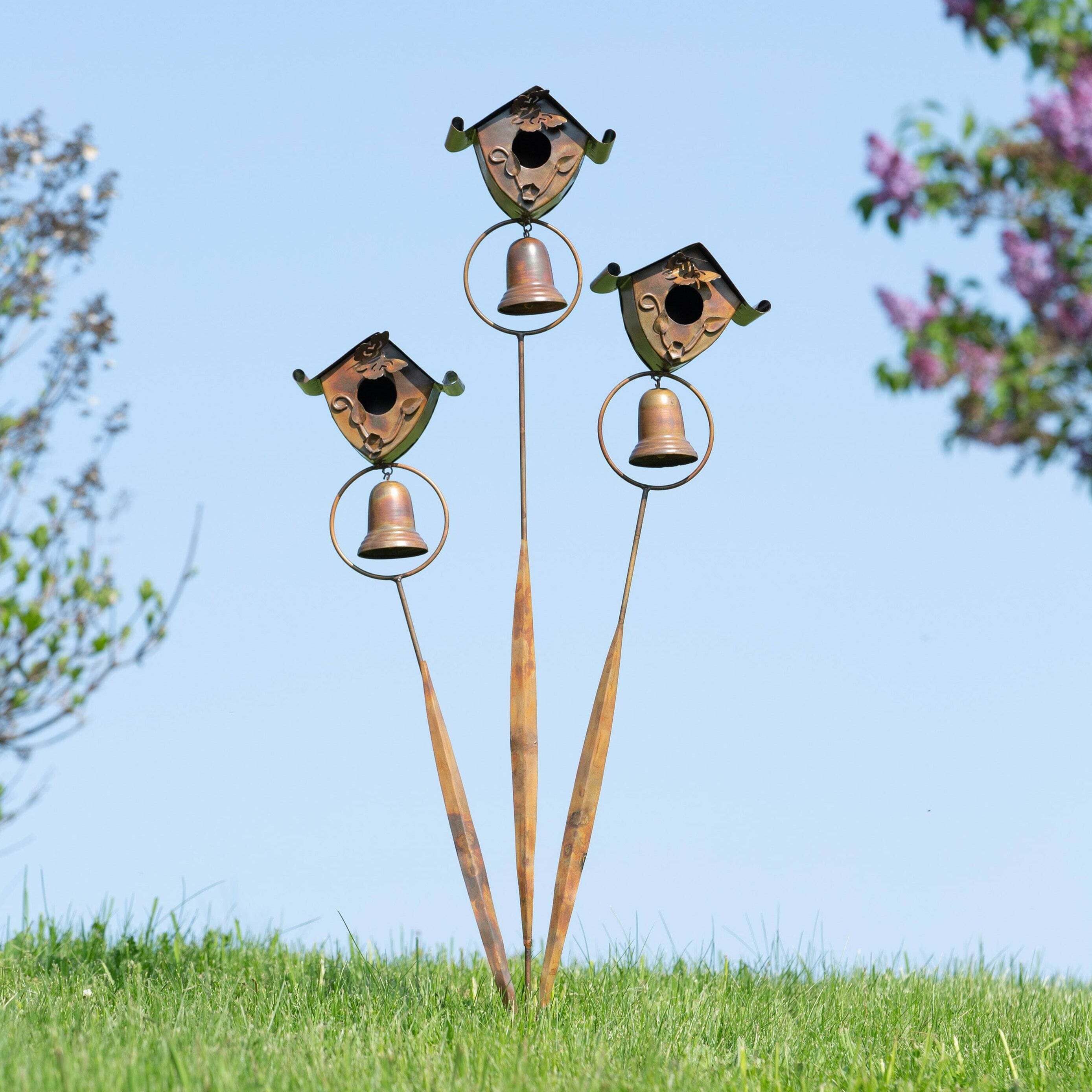 Triple Birdhouse Garden Stake